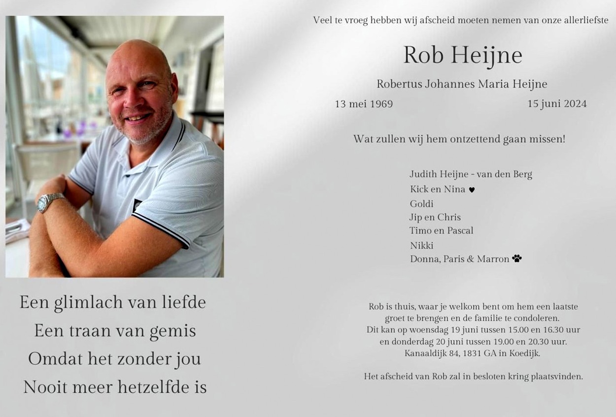 In memoriam: Rob Heijne (55 jaar)